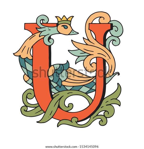 Vector Drop Cap English Letter U Stock Vector (Royalty Free) 1534145096 ...