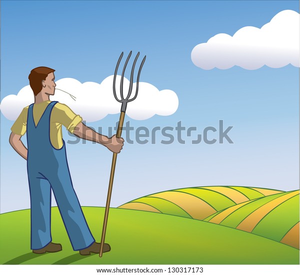 Vector Eco Farmer Looking His Field Stock Vector (Royalty Free ...