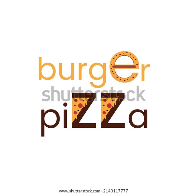 Vector Editable Burger Pizza Logo Drawn Stock Vector (Royalty Free ...