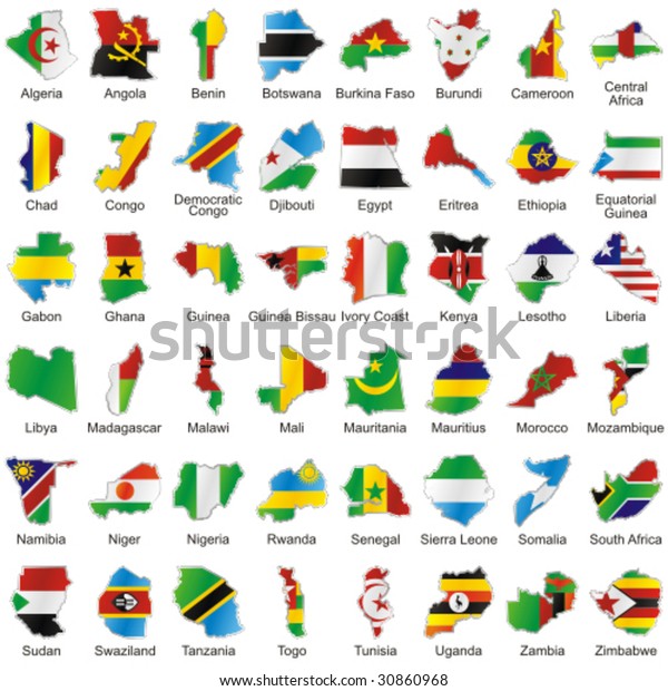 Vector Editable Isolated African Flags Map Stock Vector (Royalty Free ...