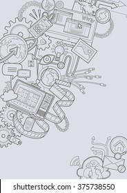 Vector Electronic Devices On Gray Background Stock Vector (Royalty Free ...