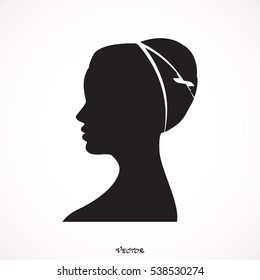 Vector Elegant Bride Face Silhouette Stock Vector (Royalty Free) 538530274