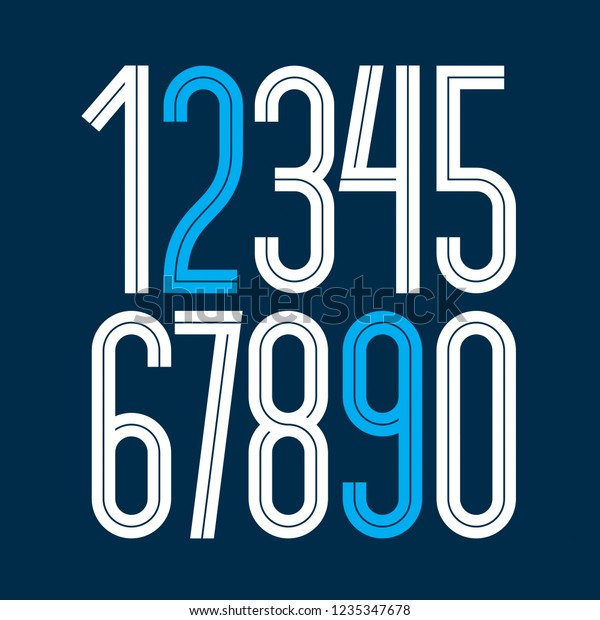 Vector Elegant Tall Numbers Collection Made Stock Vector (Royalty Free ...