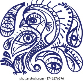 Vector Elements Paisley Blue Color Palette Stock Vector (Royalty Free ...