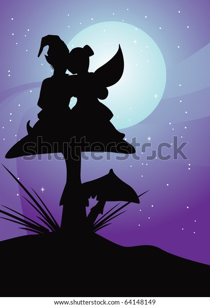 Vector Elf Fairy Lovers On Toadstool Stock Vector (Royalty Free ...