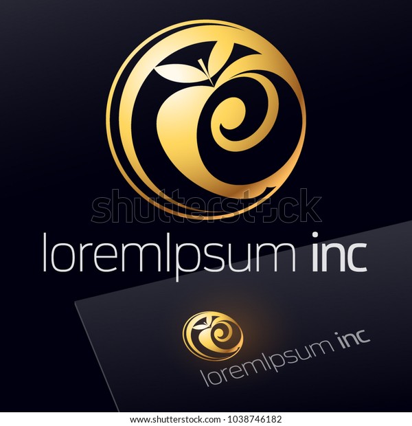 Vector Emblem Golden Apple Logo Media Stock Vector (Royalty Free ...