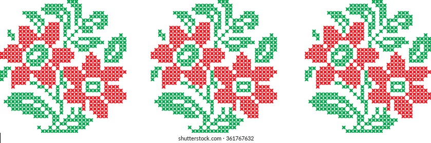 Vector Embroidered Flowers Stock Vector (Royalty Free) 361767632 ...