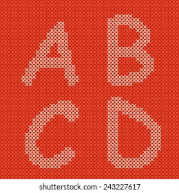 Vector Embroidering Alphabet Letters Abcd Font Stock Vector (Royalty ...