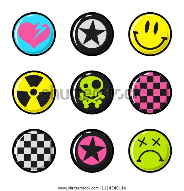 Vector Emo Icons Isoleted On White: vector de stock (libre de regalías ...