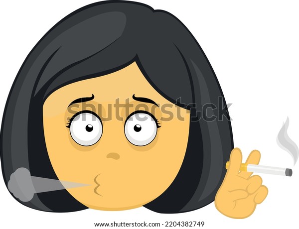 Vector Emoji Illustration Yellow Cartoon Girl Stock Vector Royalty