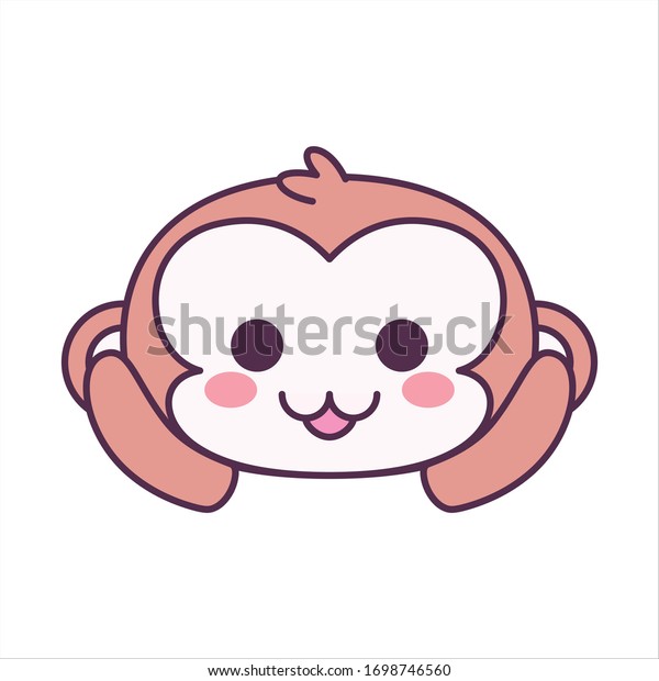 Vector Emoji Kawaii Cute Cartoon Monkey Stock Vector (Royalty Free ...