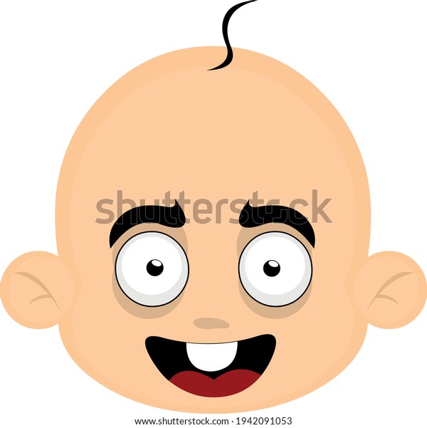 Vector Emoticon Illustration Cartoon Babys Head Stock Vector (Royalty ...