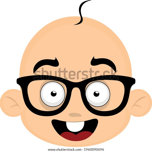 Vector Emoticon Illustration Cartoon Babys Head Stock Vector (Royalty ...