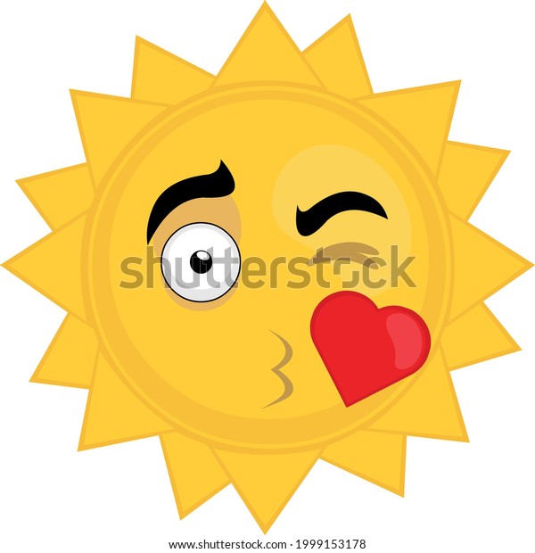 Vector Emoticon Illustration Cartoon Sun Character Stock Vector ...
