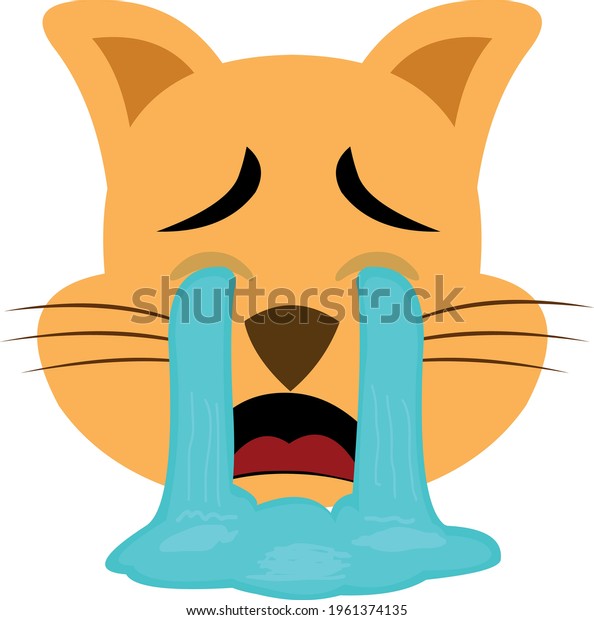 Vector Emoticon Illustration Crying Cartoon Cats Stock Vector (Royalty ...