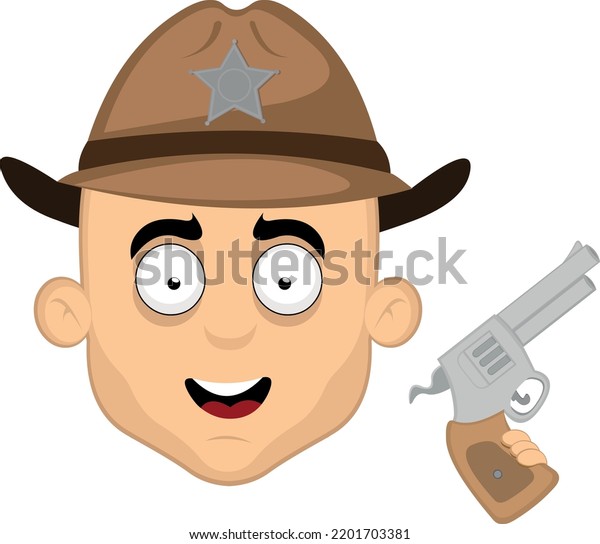 Vector Emoticon Illustration Face Cartoon Sheriff Stock Vector (Royalty ...