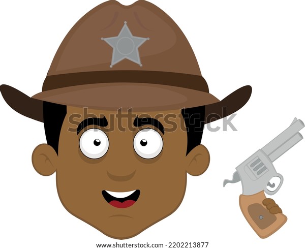 Vector Emoticon Illustration Face Cartoon Sheriff: เวกเตอร์สต็อก (ปลอด ...