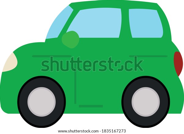 Vector Emoticon Illustration Simple Green Car Stock Vector (Royalty ...