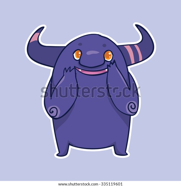 Vector Emotion Sticker Very Happy Monster Stock Vector (Royalty Free ...