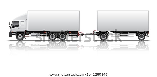 VECTOR EPS10 - commercial cargo trailer truck template, 3+2 axle ...