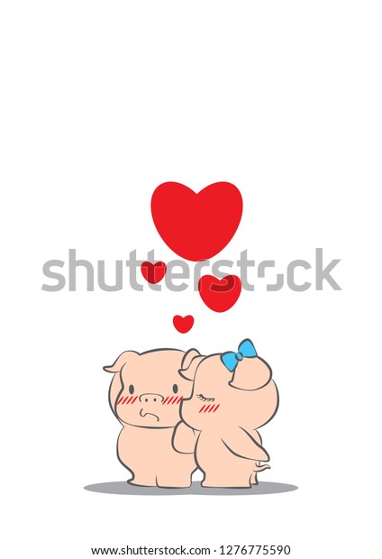 Vector Eps10 Cute Pig Couple Kiss Stock Vector (Royalty Free ...