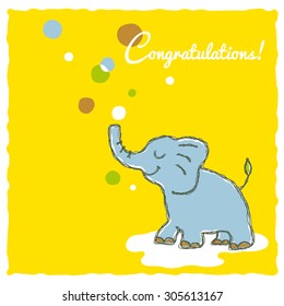 Vector Eps10 Illustration Congratulatory Card Elephant Stock Vector ...