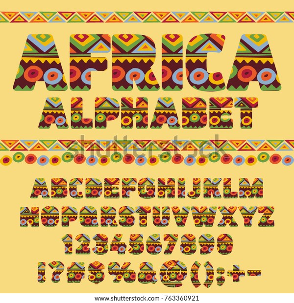 Vector Ethnic African Alphabet Set Bright: vetor stock (livre de ...
