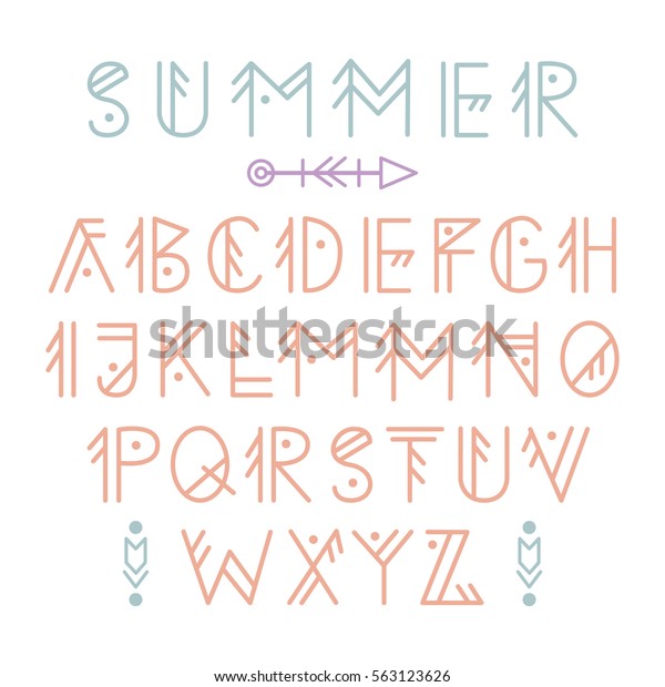 Vektor-Ethnische Azteken-Schriftart. Englisch Alphabet in Tribal: Stock ...