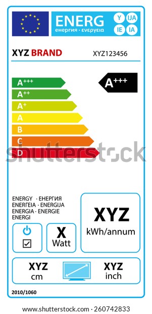 Vector Eu Energy Rating Label Tv Stock Vector (Royalty Free) 260742833
