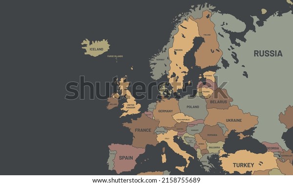 Vector Europe Map Dark Colors Empty: เวกเตอร์สต็อก (ปลอดค่าลิขสิทธิ์ ...