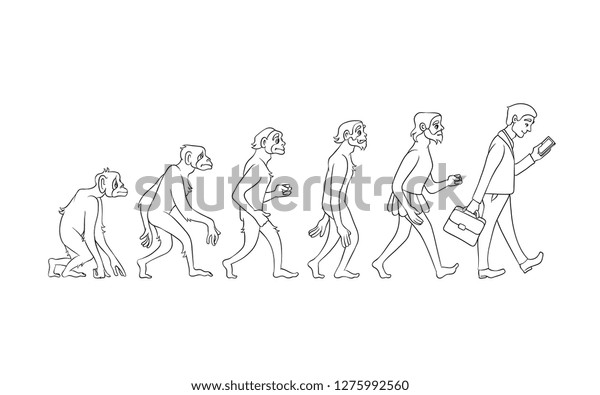 Vector Evolution Concept Monochrome Ape Man Stock Vector (Royalty Free ...