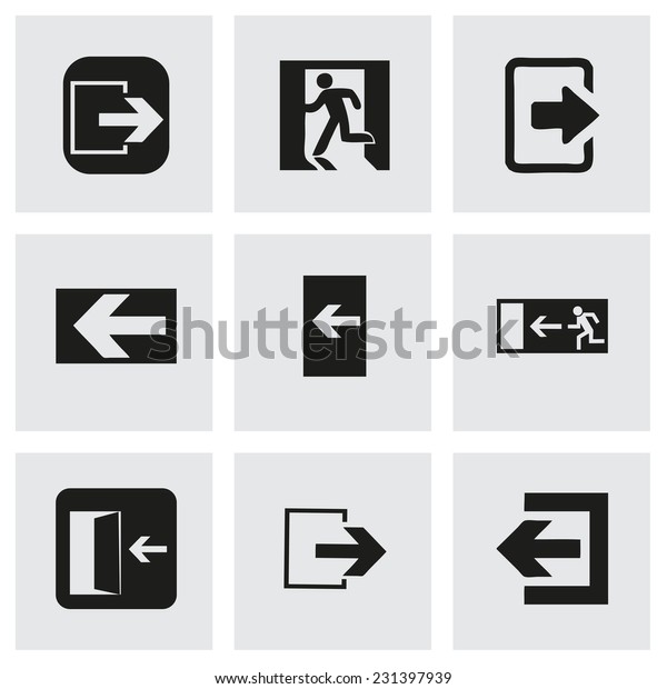 Vector Exit Icons Set On Grey 스톡 벡터(로열티 프리) 231397939 | Shutterstock