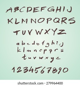 Hand Drawn Vector Alphabet Font Isolated: immagine vettoriale stock ...
