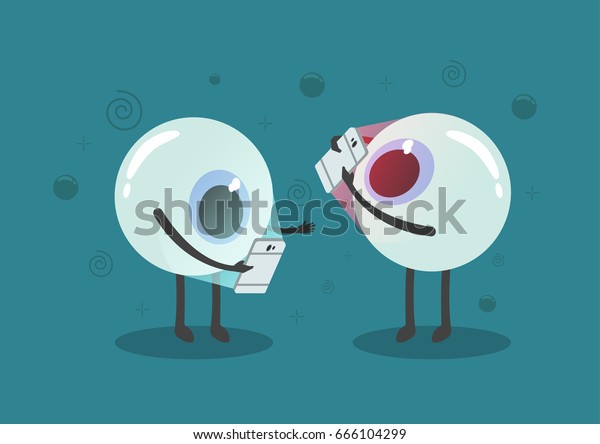 Vector Eye Cartoon Addict Smartphone Light Stock Vector (Royalty Free ...