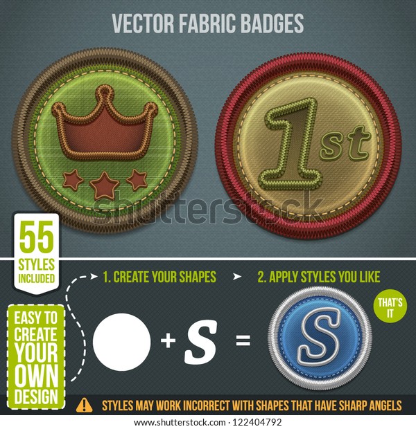 Vector Fabric Badges 55 Styles Included Stock Vector (Royalty Free ...