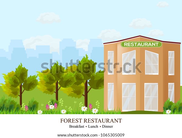 Vector Facade Restaurant Architecture Beautiful Building Stock Vector ...