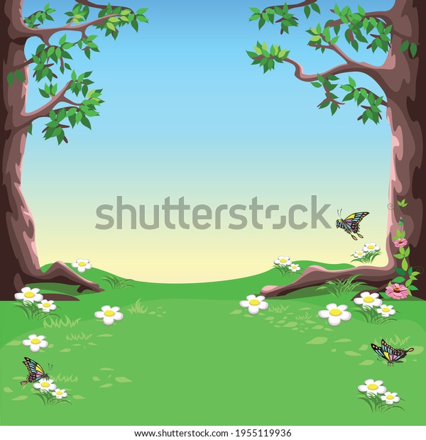 Vector Fairy Tale Landscape Forest Glade Stock Vector (Royalty Free ...