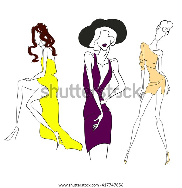 Vector Fashion Line Sketch Set Vector Stock Vector (Royalty Free ...