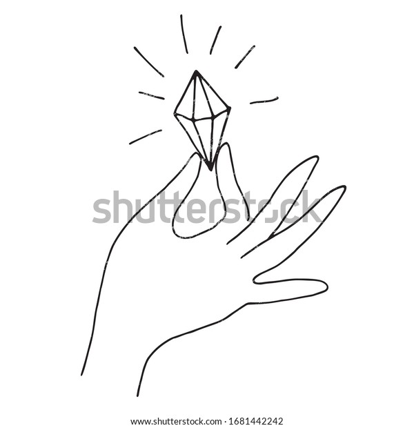 Vector Female Hand Holding Crystal Gem Stock Vector (Royalty Free ...