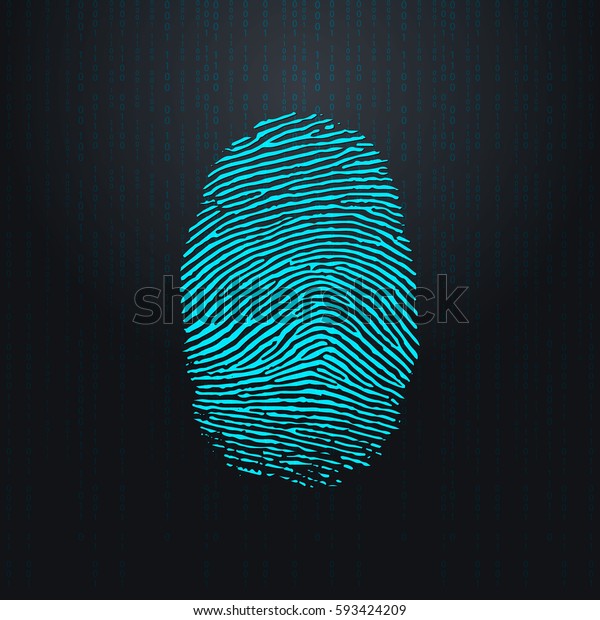 Vector Fingerprint Blue Identification Symbol On Stock Vector (Royalty ...