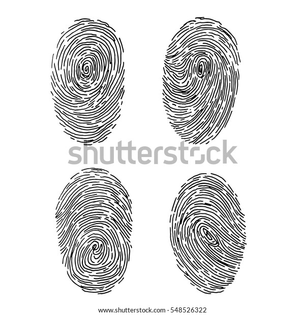 Vector Fingerprint Sketch Set Hand Drawn Stock Vector (Royalty Free ...