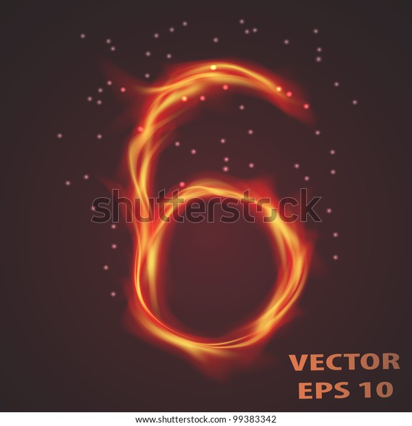 Vector Fire Number 6 On Black Stock Vector (Royalty Free) 99383342 ...