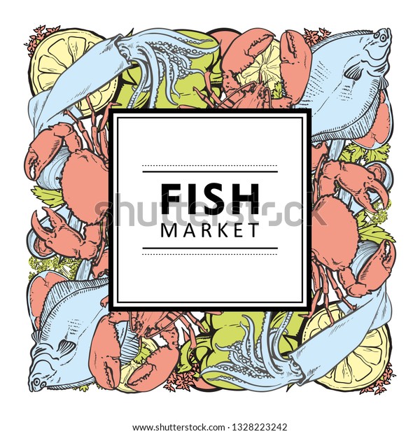 Vector Fish Market Seafood Restaurant Cafe Stock Vector (Royalty Free ...