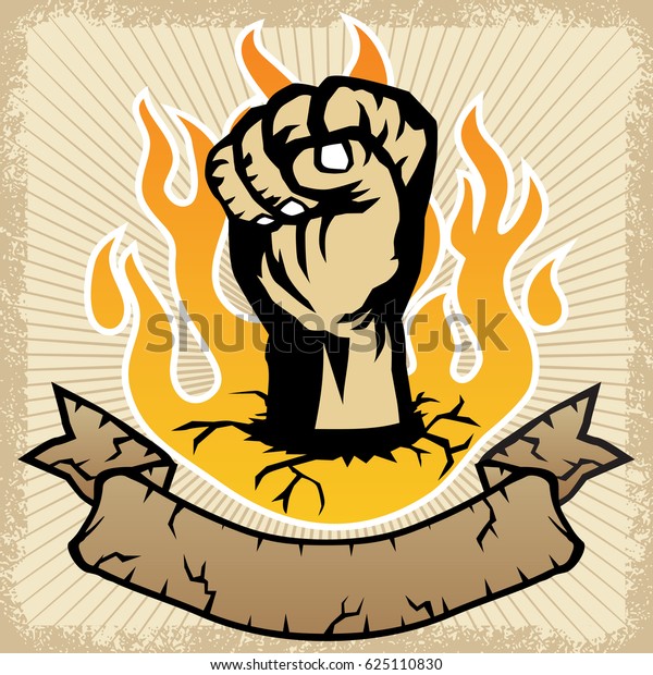Vector Fist On Flame Banner Stock Vector (Royalty Free) 625110830
