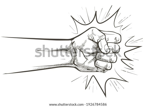 Vector Fist Punching Hitting Forward Punchsign Stock Vector (Royalty ...