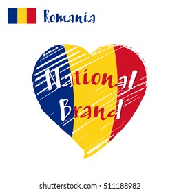Vector Flag Heart Romania National Brand Stock Vector (Royalty Free ...