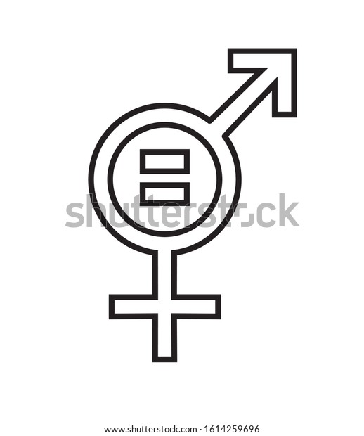 Vector Flat Black Outline Gender Equality Stock Vector (Royalty Free ...