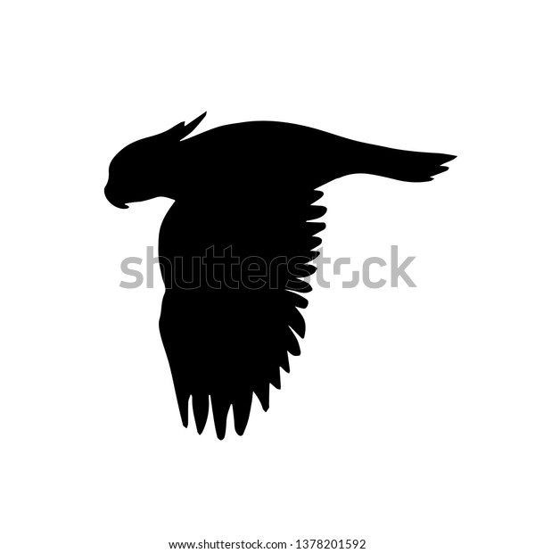 Vector Flat Black Silhouette Flying Cockatoo: vector de stock (libre de ...