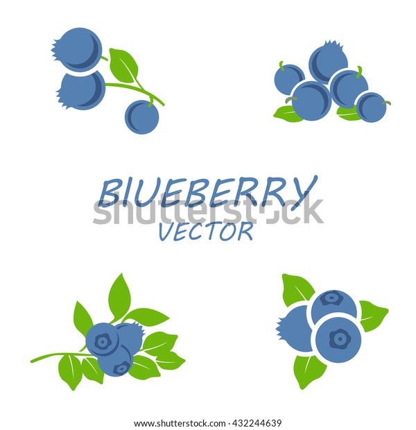 Vector Flat Blueberry Icons Set On Stock Vector (Royalty Free) 432244639