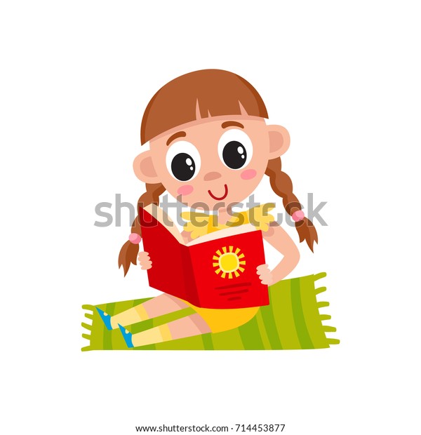 Vector Flat Cartoon Cute Girl Kid Stock Vector (Royalty Free) 714453877 ...